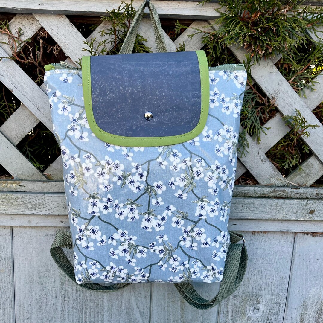 Oilcloth and Cork Leather Backpack: Compact City Style - Etsy