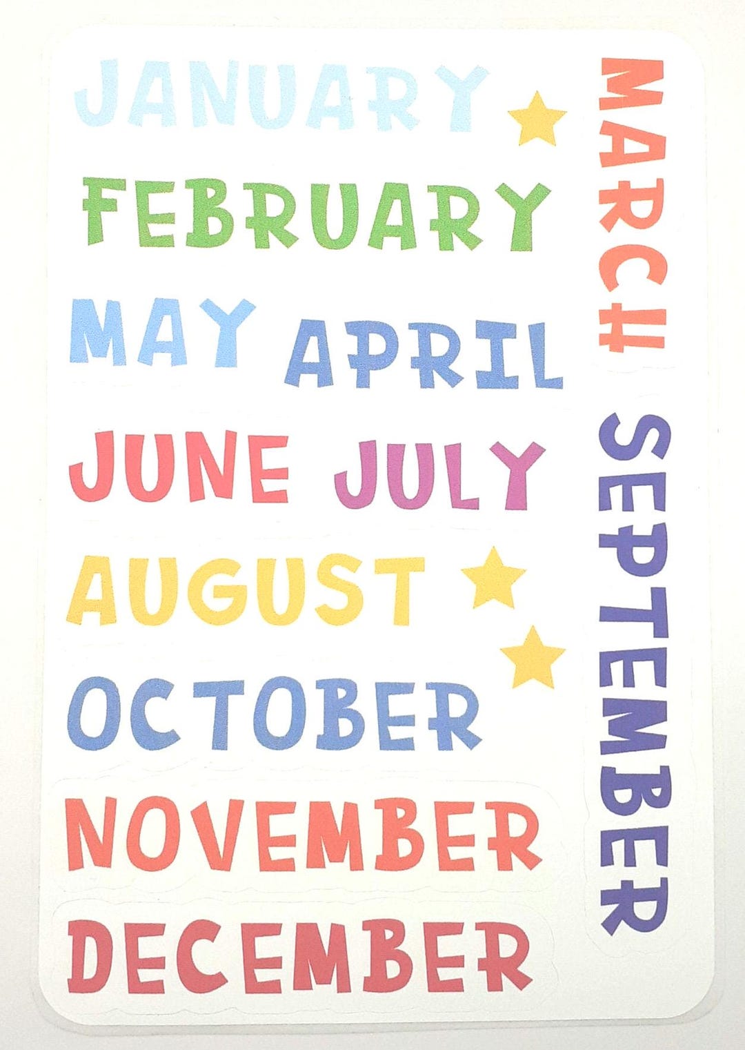 Multicoloured Months of the Year Sticker Sheet - Etsy