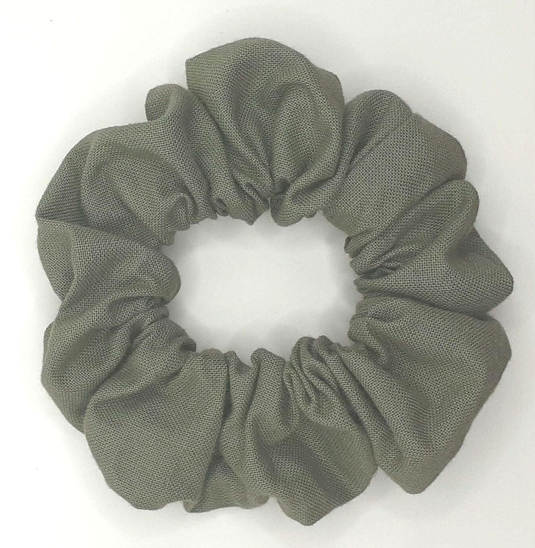 Mini Cotton Hair Scrunchie in Solid Olive Green Colour Fabric. - Etsy