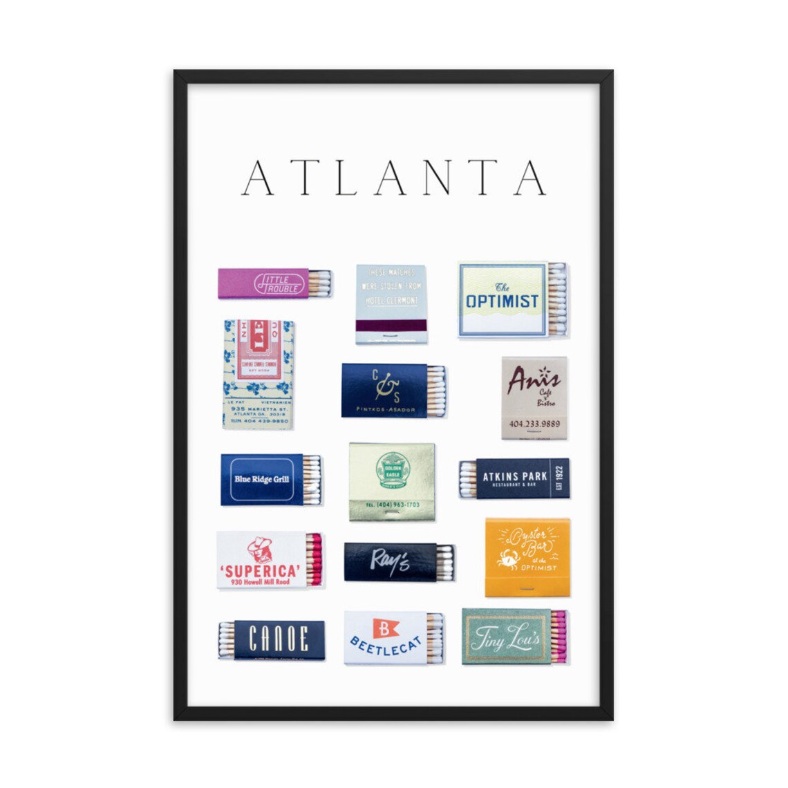 Atlanta Framed Matchbox Poster - Etsy