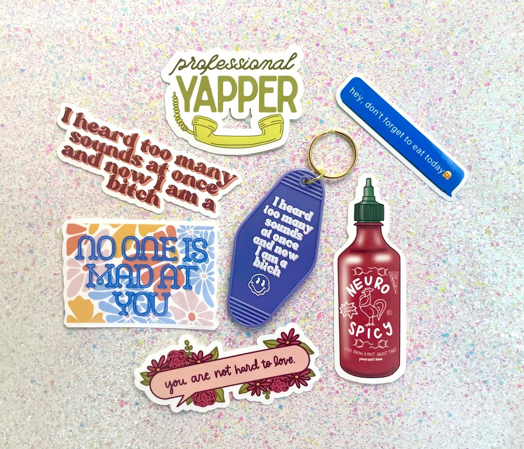 ADHD Neurodivergent Gift Pack Autism Stickers Hotel Keychain Funny Gift ...