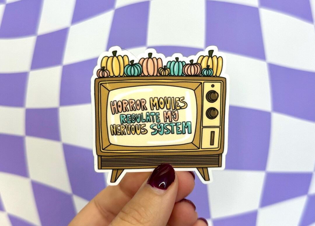 Horror Movies Regulate My Nervous System Sticker Vintage TV Pumpkins ...