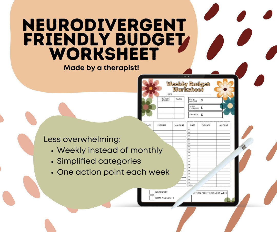 Neurodivergent Friendly Digital Budget Worksheet for Adhd/autism - Etsy