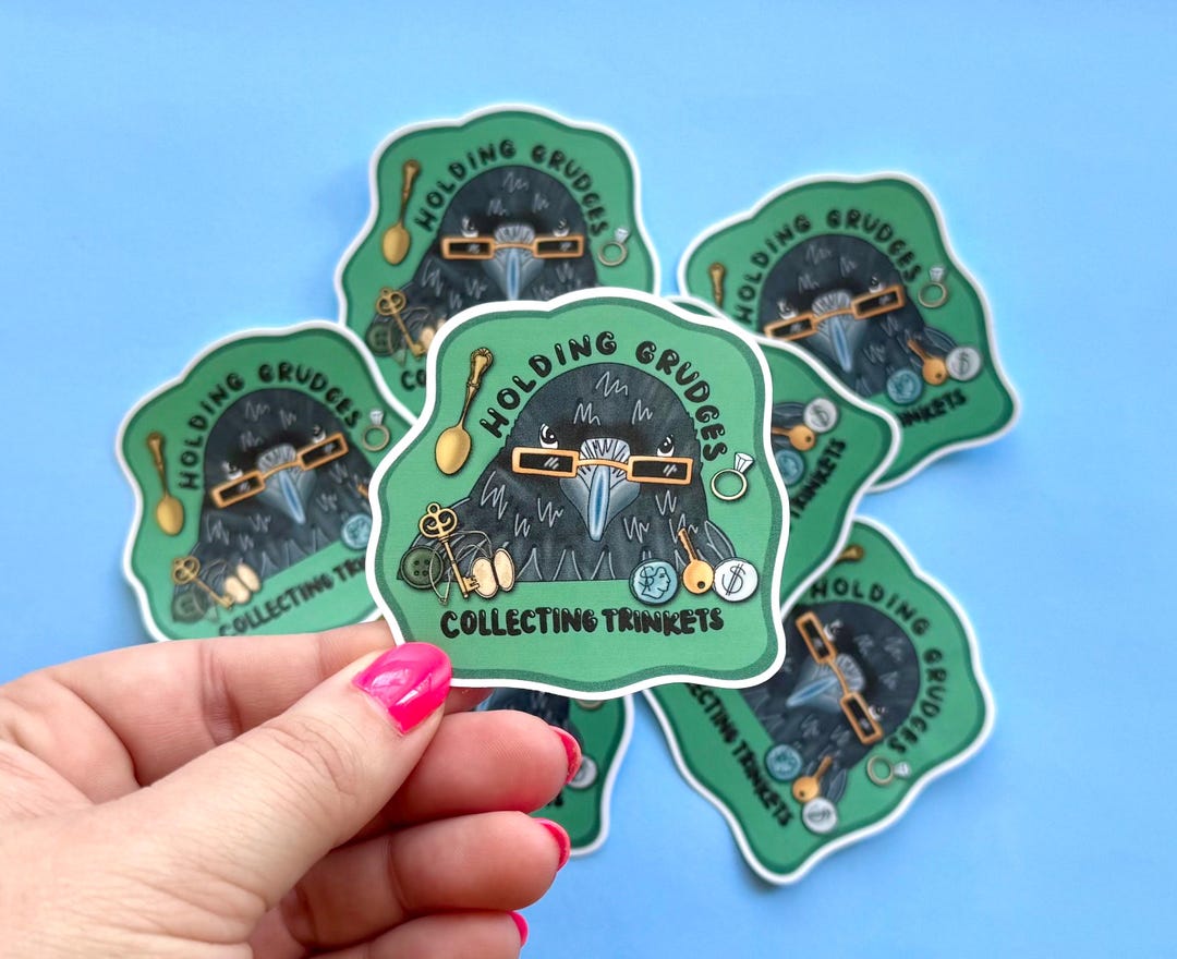 Crow Lover Holding Grudges Collecting Trinkets Halloween Fall Sticker ...