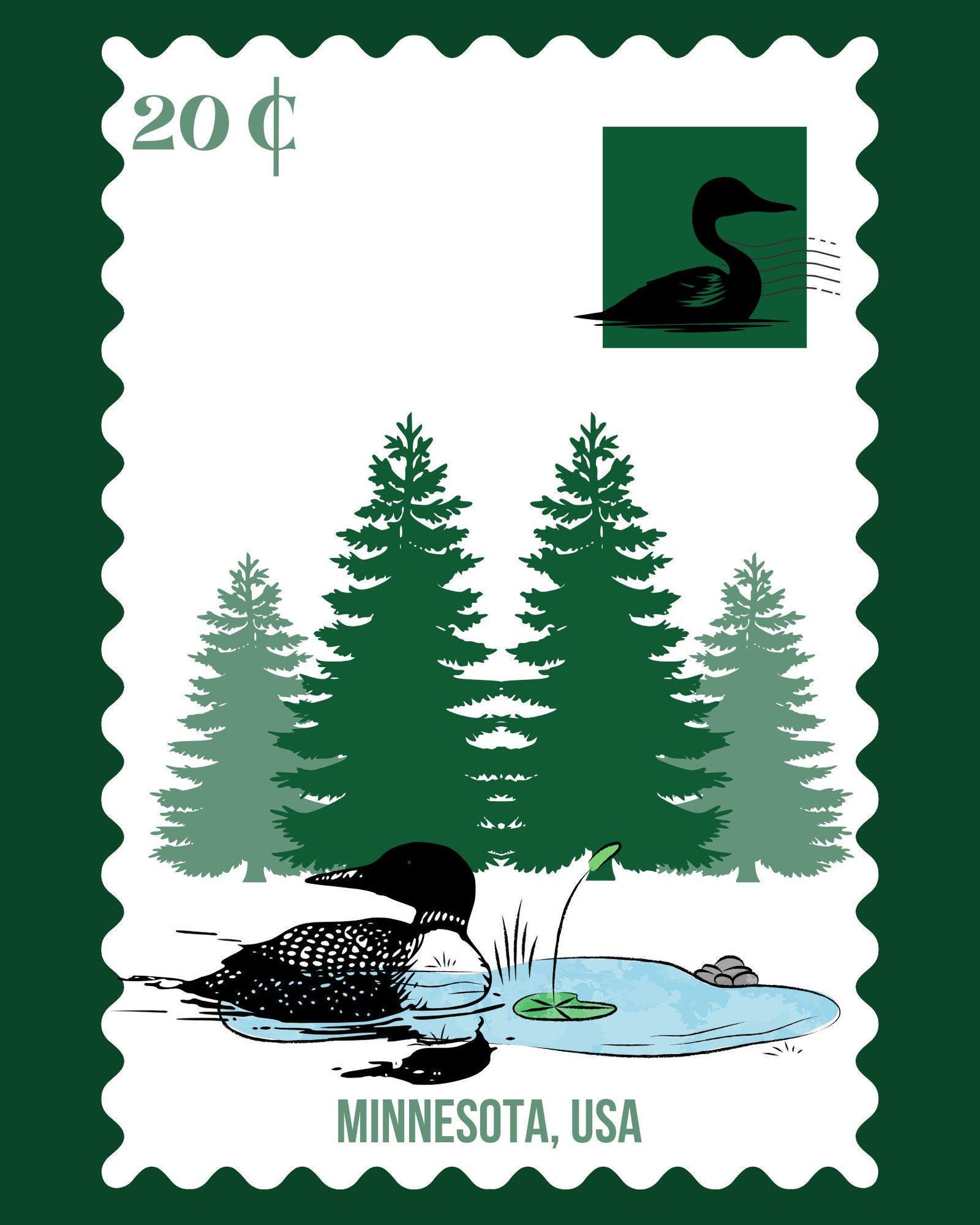 Digital Minnesota Stamp Printable - Etsy