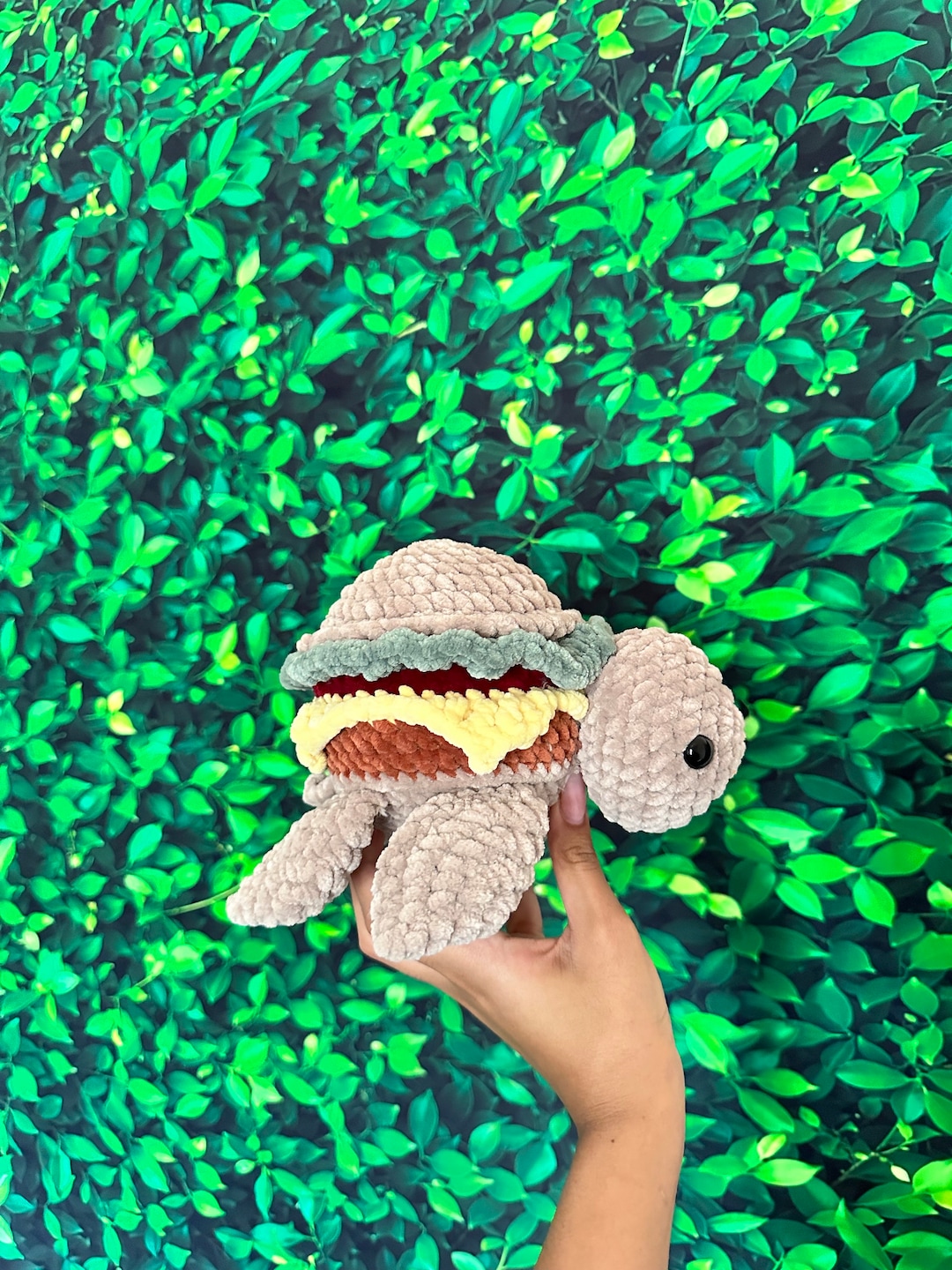 Crochet Cheeseburger Turtle Plush, Crochet Plushie, Turtle Plush ...