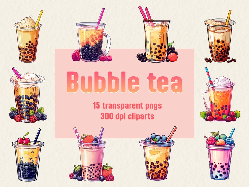 Cute Colorful Boba Tea Cliparts, 15 Bubble Tea Transparent Png ...