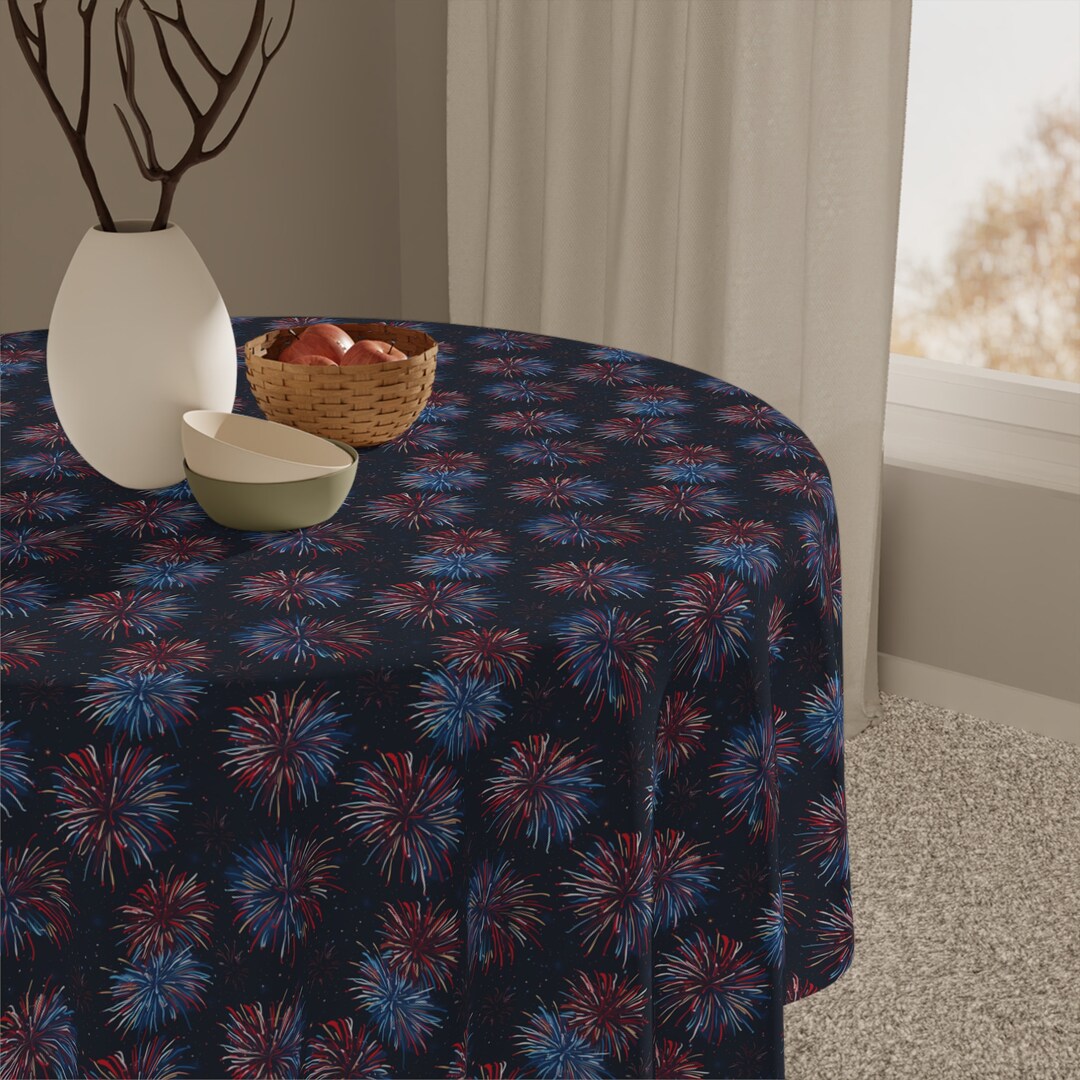 4th of July Fireworks Tablecloth Red Blue Fireworks Tablecloth ...