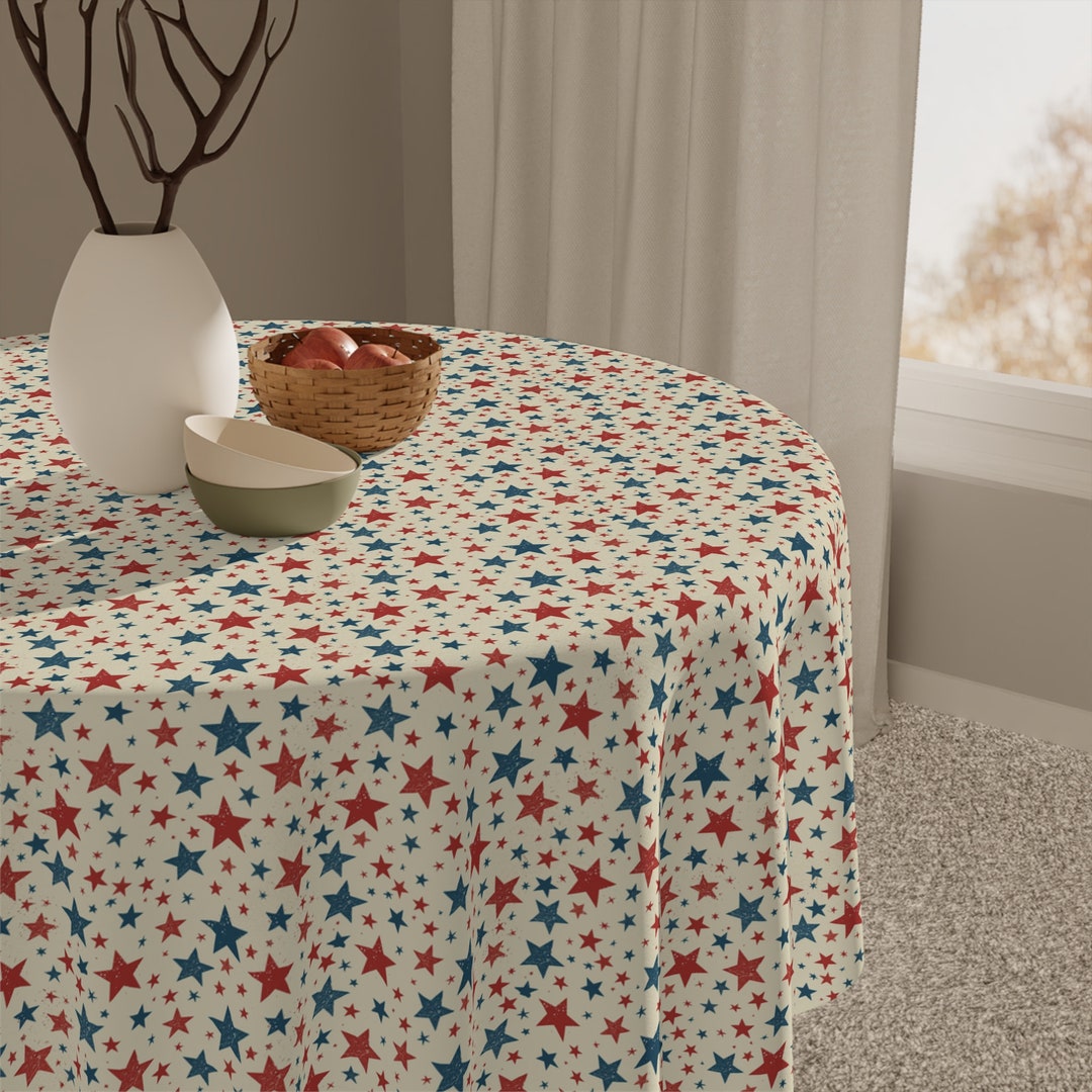 4th of July Star Tablecloth Red Blue Star Tablecloth Patriotic Decor ...
