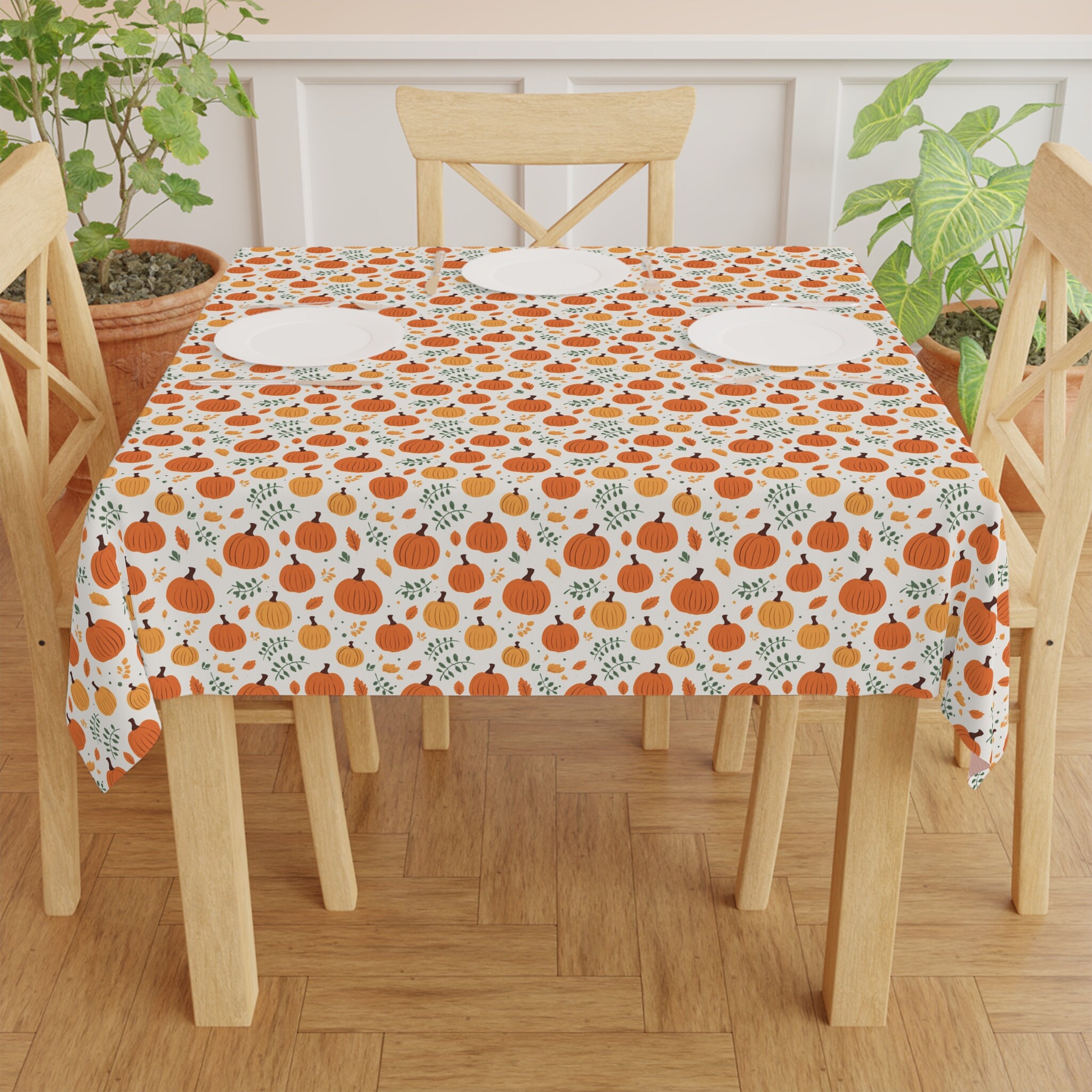 Fall Pumpkin Tablecloth Orange Pumpkin Tablecloth Autumn Decor Pumpkin ...