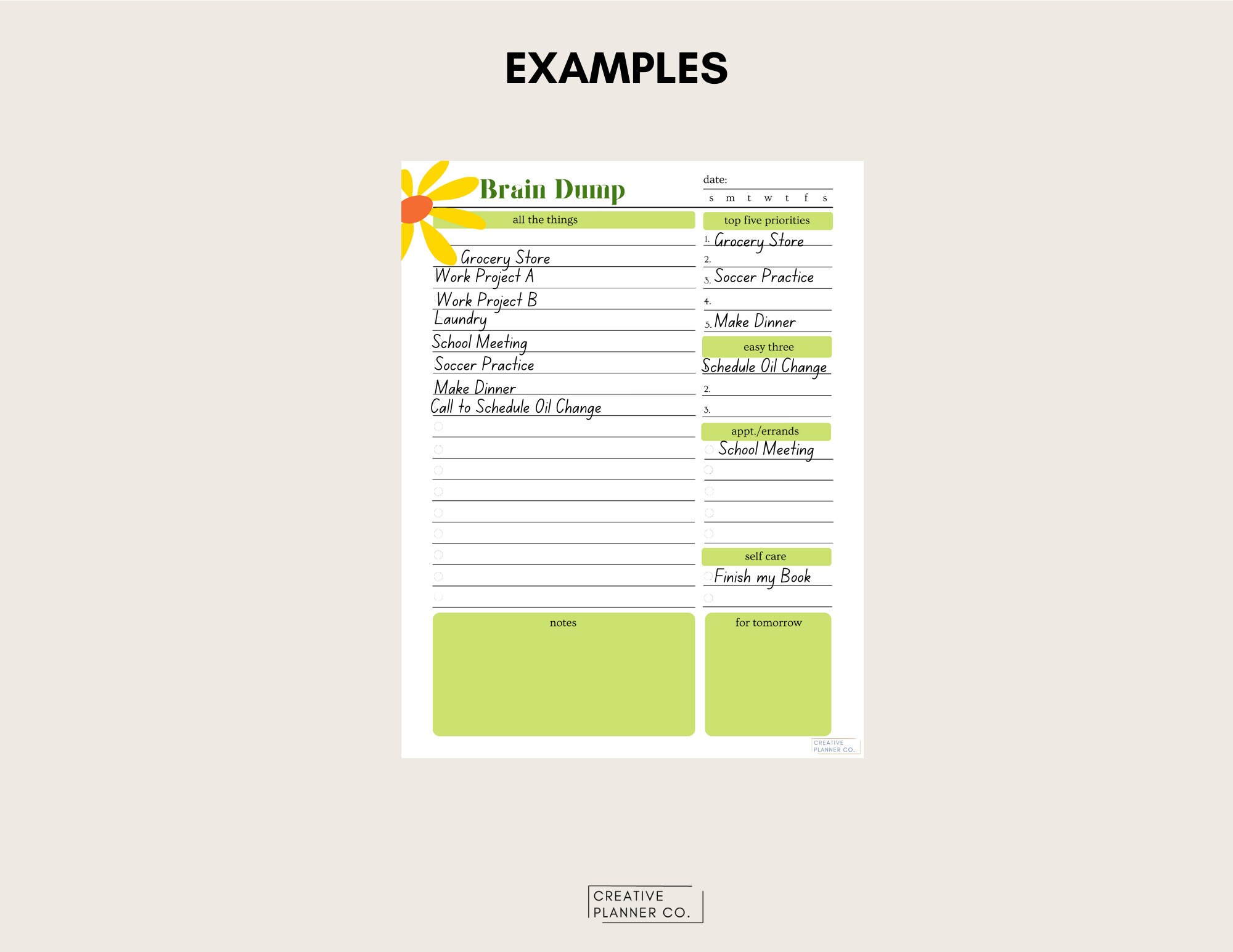 Printable Daily Brain Dump, Thought Organizer, Declutter Your Mind ...