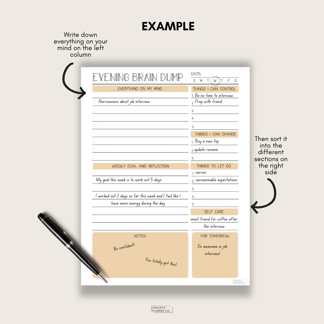 Printable Daily Planner, Daily Planner Template, To-do List, Brain Dump ...
