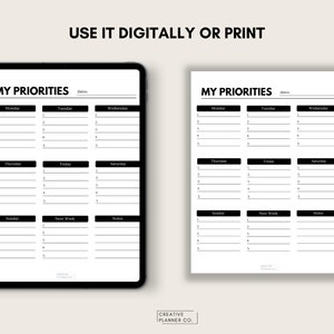 Weekly Schedule Printable, Daily Priorities Task List, Note Tracker - Etsy