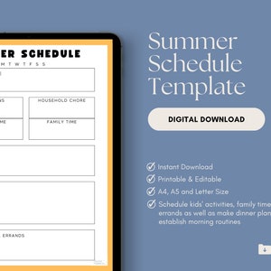 Summer Daily Schedule Mom Summer Planner Template Summer to - Etsy