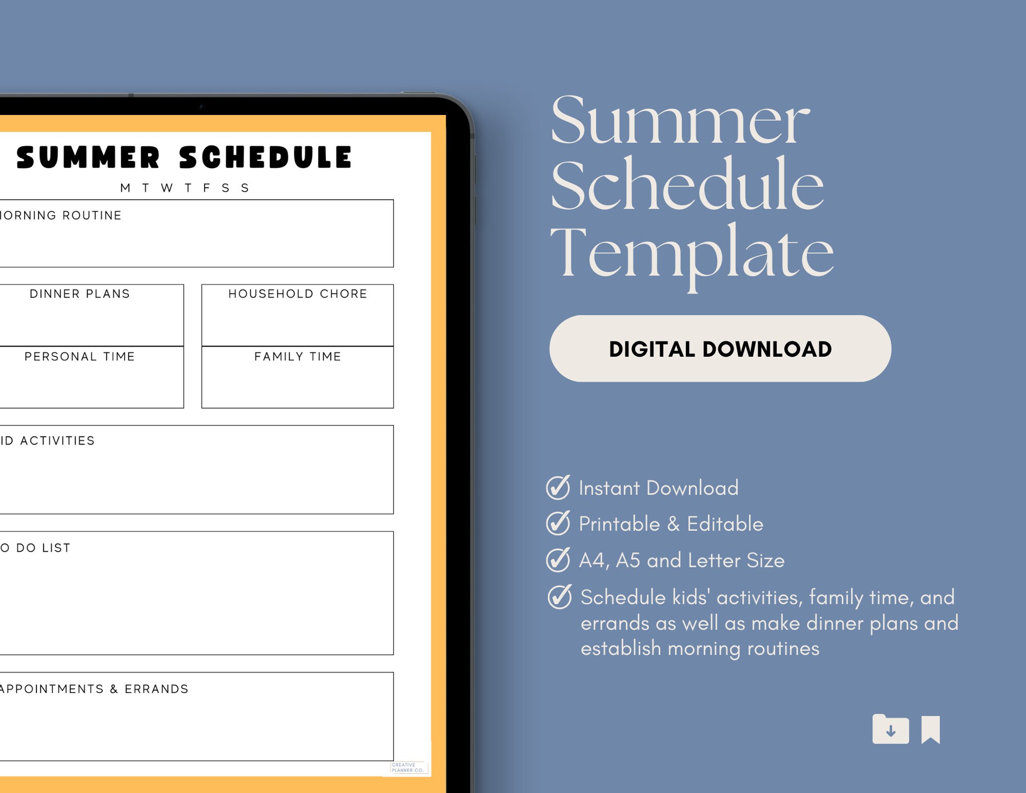 Summer Daily Schedule Mom Summer Planner Template Summer to - Etsy