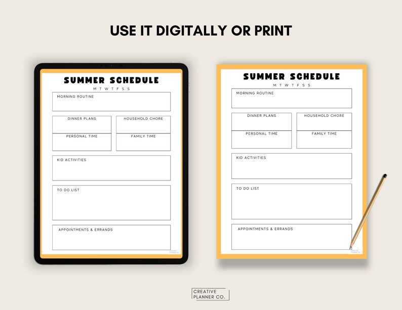 Summer Daily Schedule Mom Summer Planner Template Summer to - Etsy
