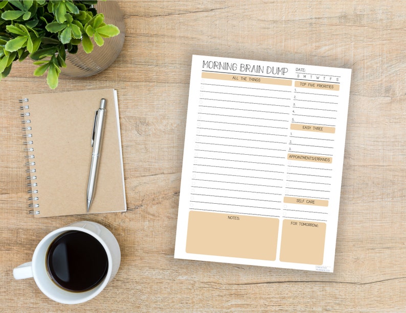 Morning Brain Dump Printable, Morning Routine, Declutter Your Mind ...