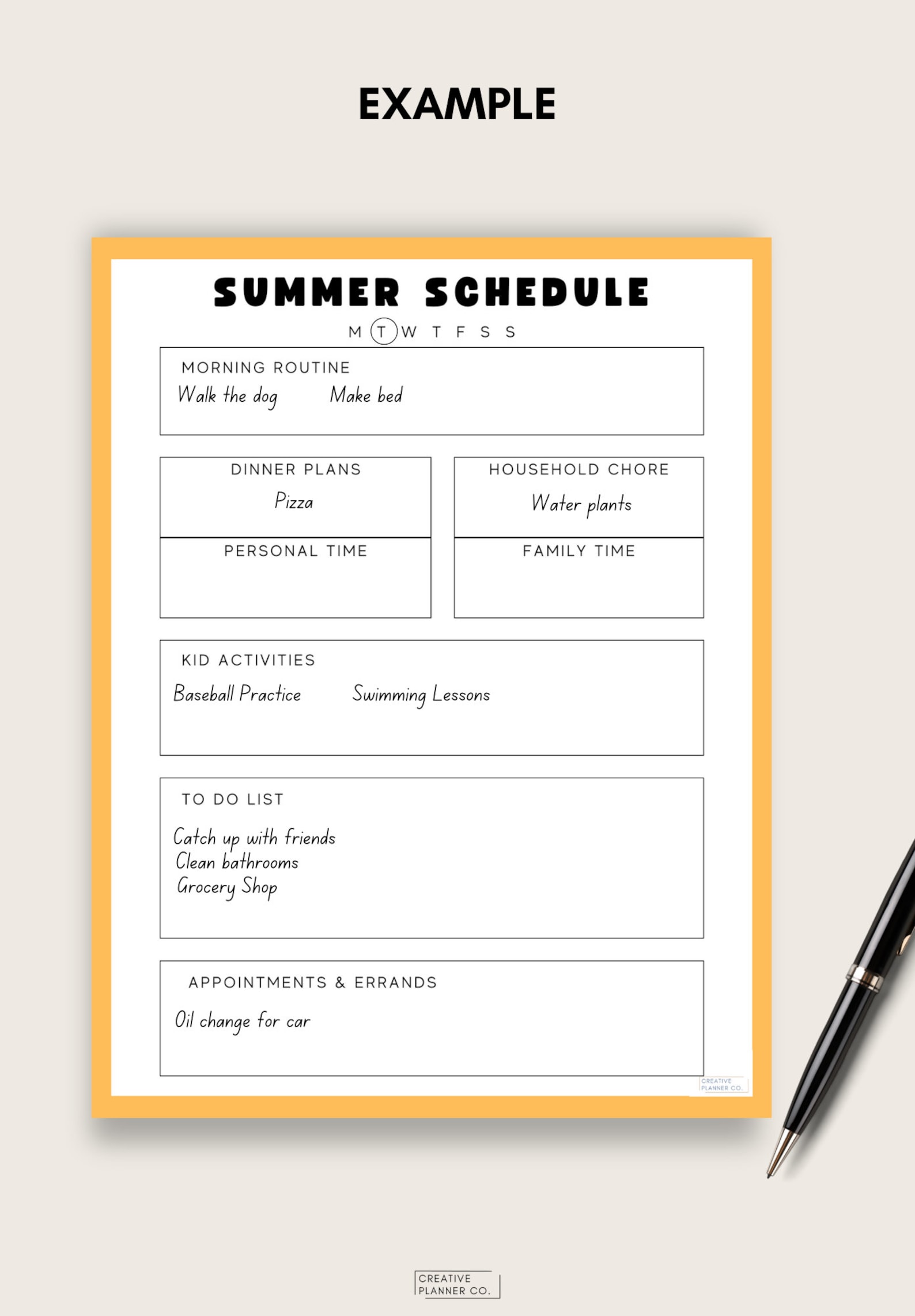 Summer Daily Schedule Mom Summer Planner Template Summer to - Etsy