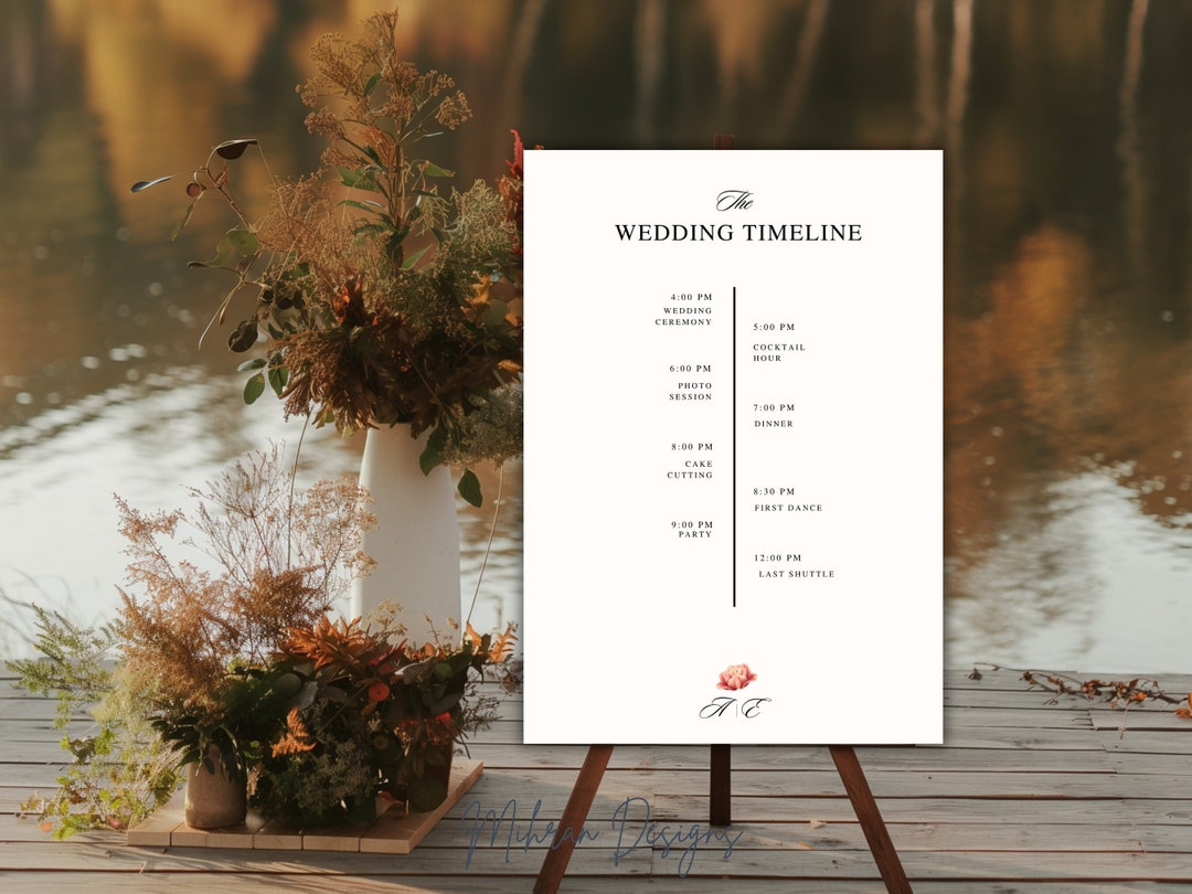 Pink Peony Floral Wedding Timeline Canva Template Sakayik1 - Etsy