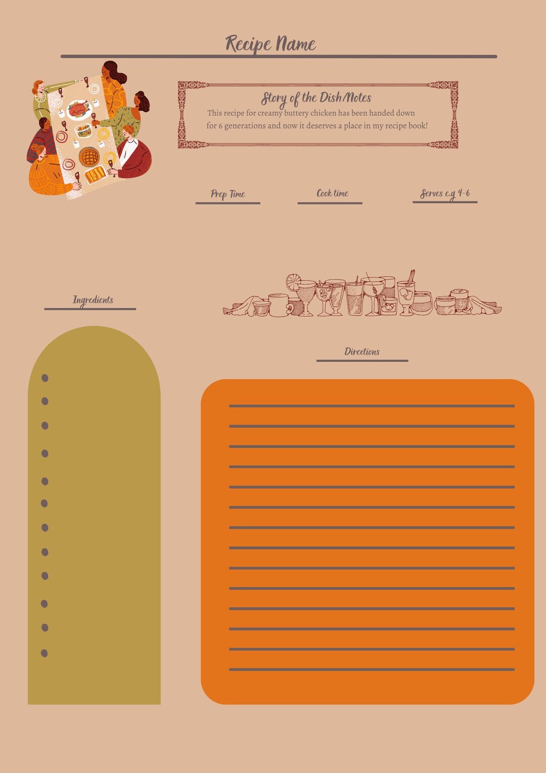 Printable Recipe Page Template - Etsy