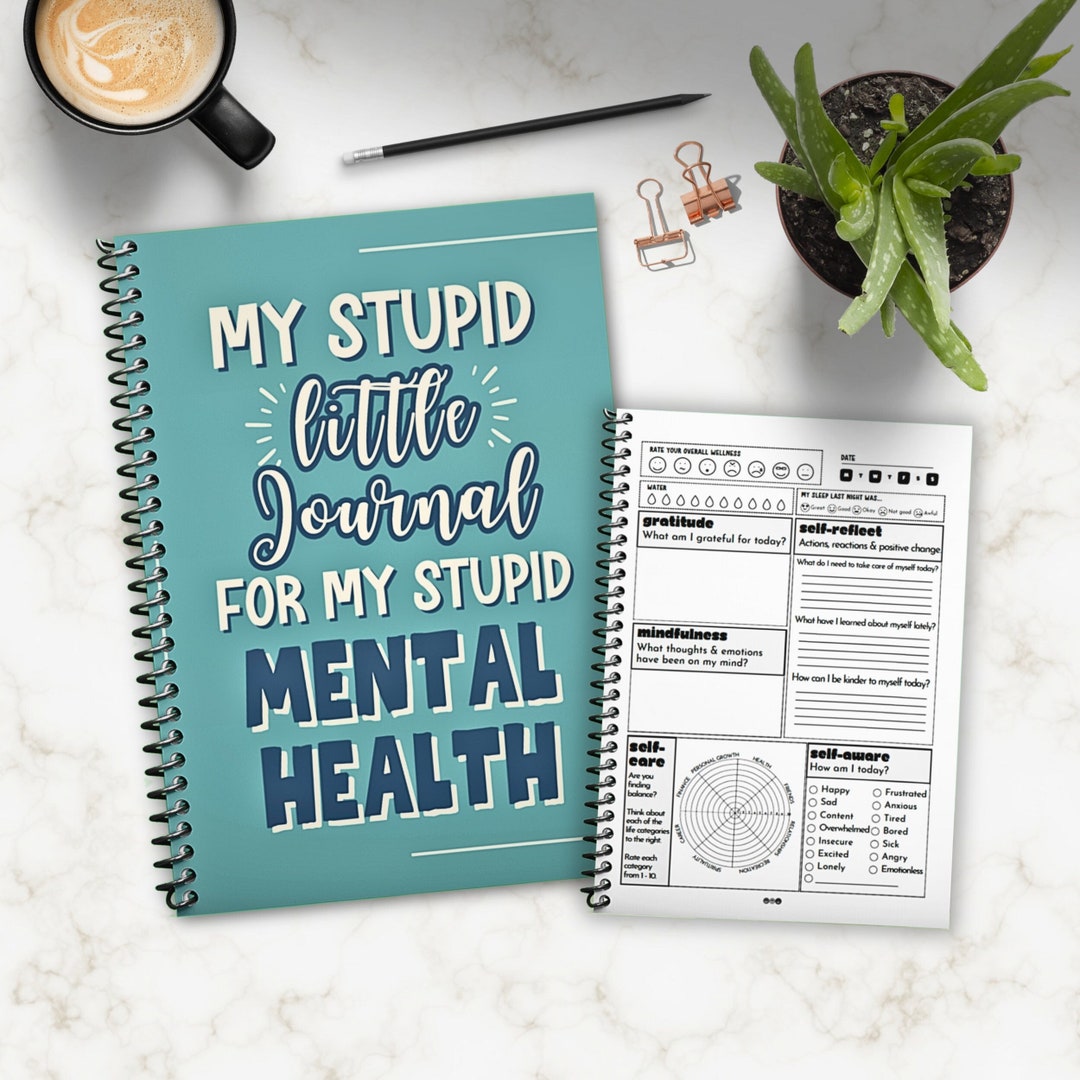 Guided Mental Health Journal Therapy Prompts & Anxiety Relief Mood ...