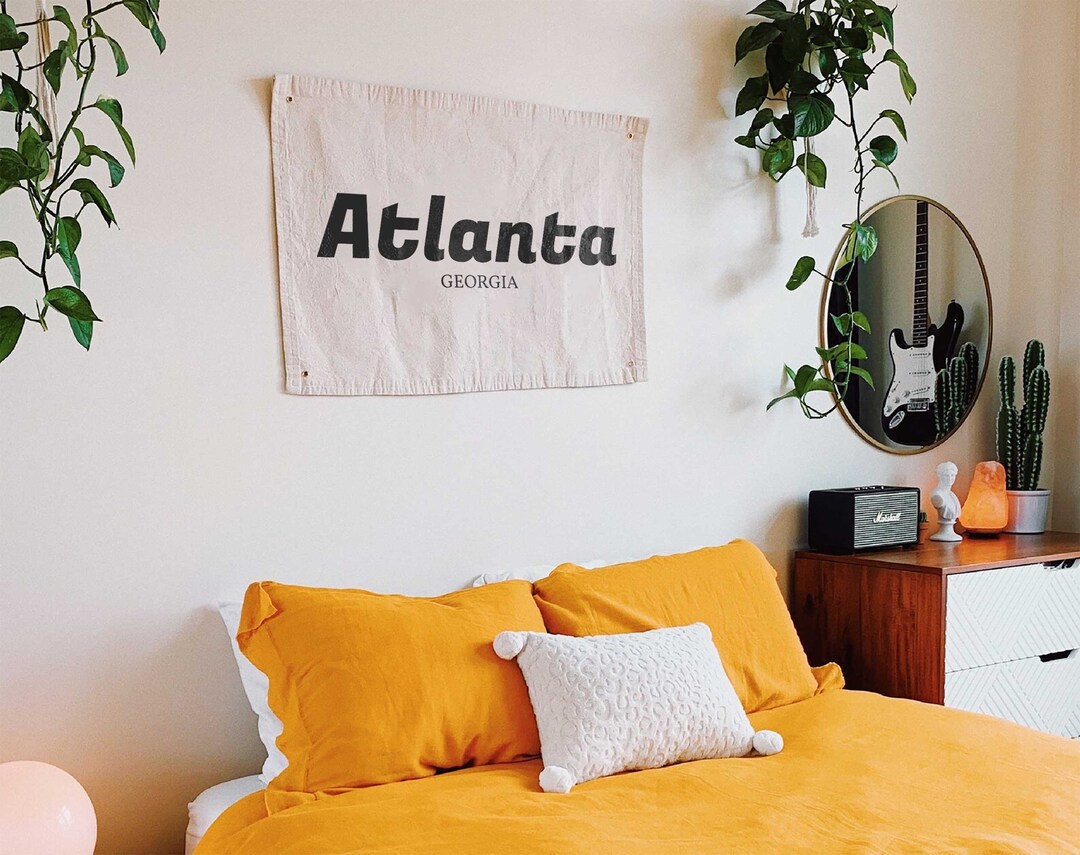 US State Capitals Banner Hand Painted Cotton Canvas Vintage Wall ...