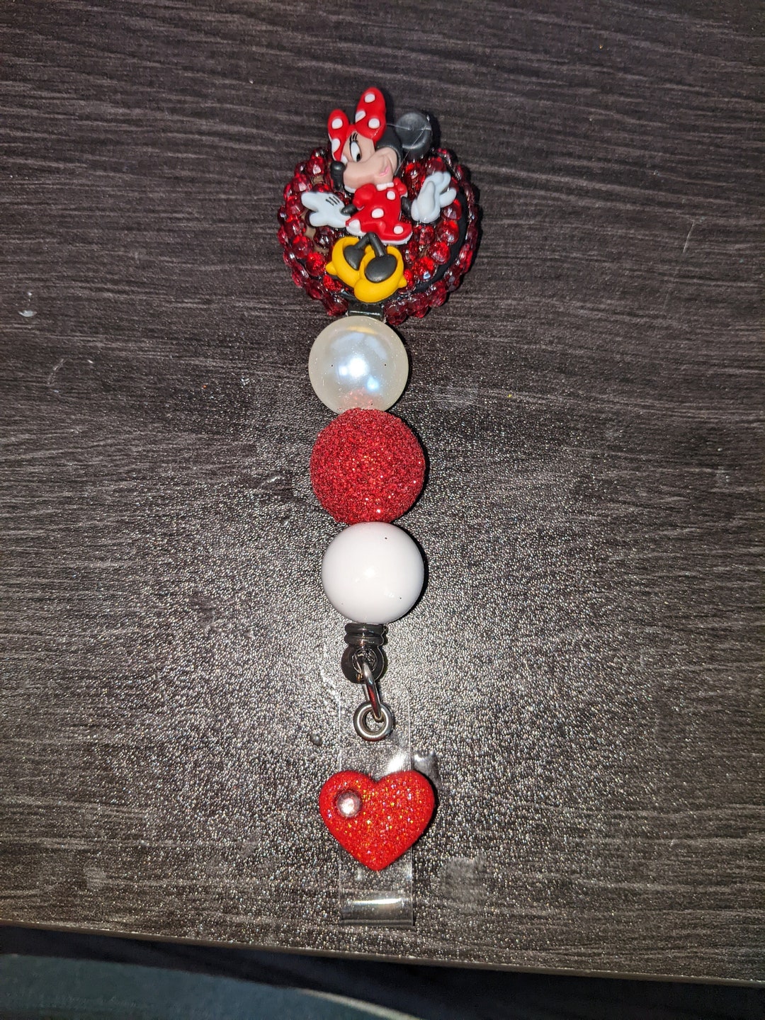 Beaded Retractable Character Badge Reel. Disney Inspired. Minnie Mouse ...