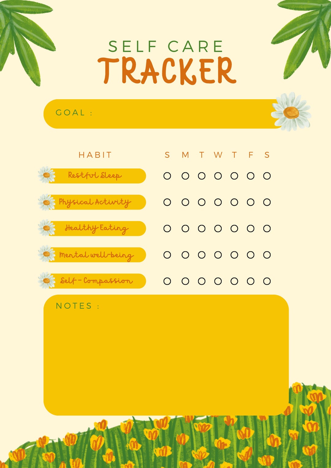 Self Care Habit Tracker - Etsy