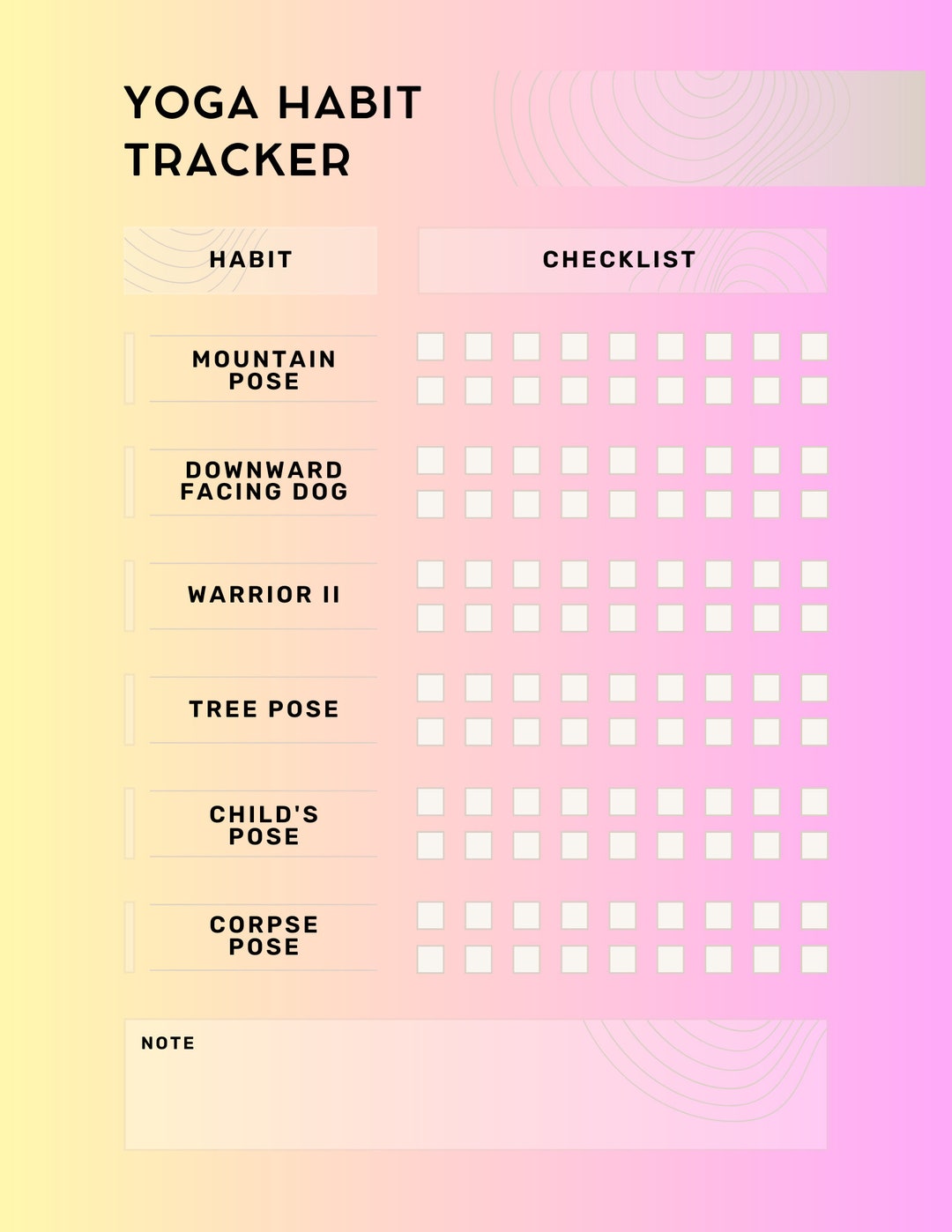 Yoga Habit Tracker - Etsy