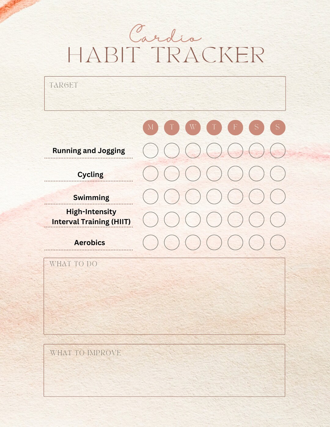 Cardio Habit Tracker - Etsy