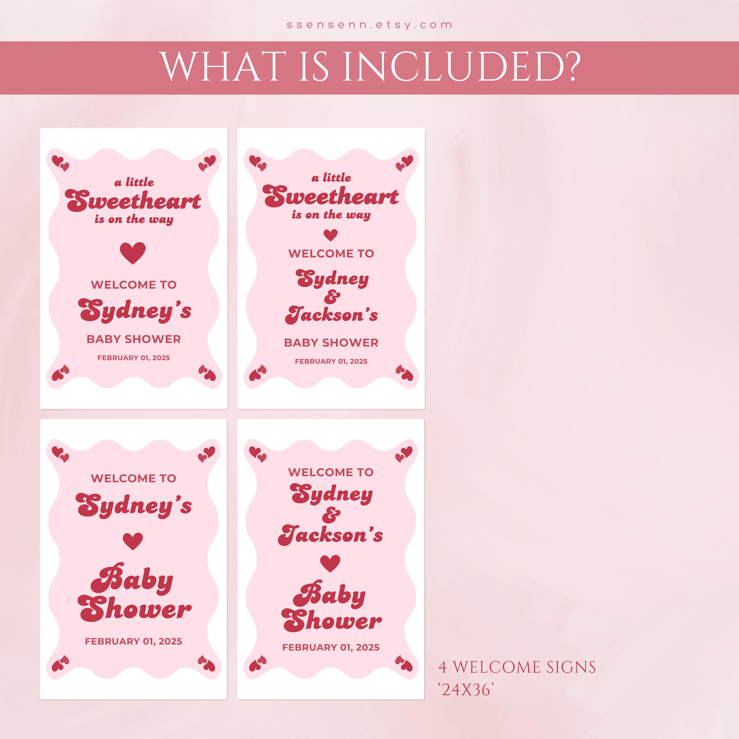 Valentine Baby Shower Welcome Sign, A Little Sweetheart Welcome Sign ...