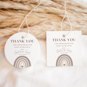 Neutral Rainbow Baby Shower Favor Tags, Boho Girl Shower Thank You Tag ...
