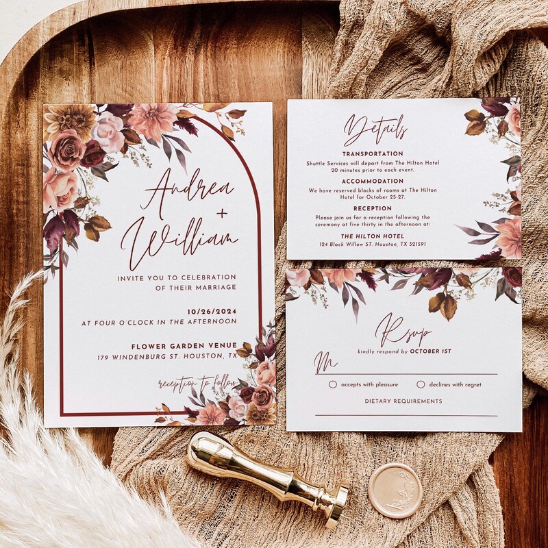 Rustic Fall Wedding Invitations - Etsy