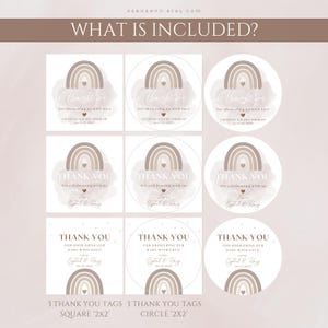 Neutral Rainbow Baby Shower Favor Tags, Boho Girl Shower Thank You Tag ...