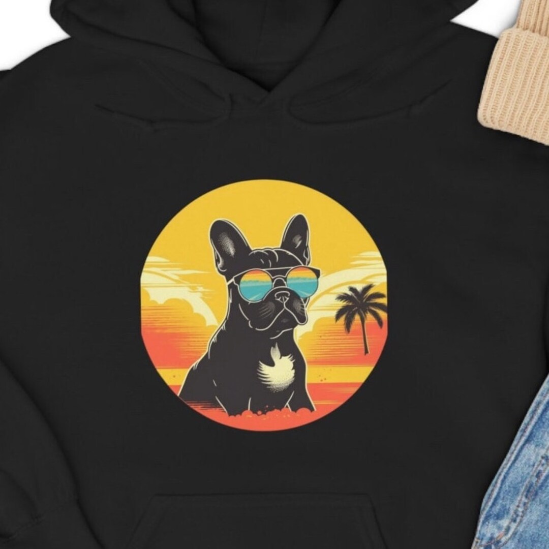 Retro French Bulldog Hoodie, Cool Dog Hoodie, Dog Mom Gift, Dog Mom ...