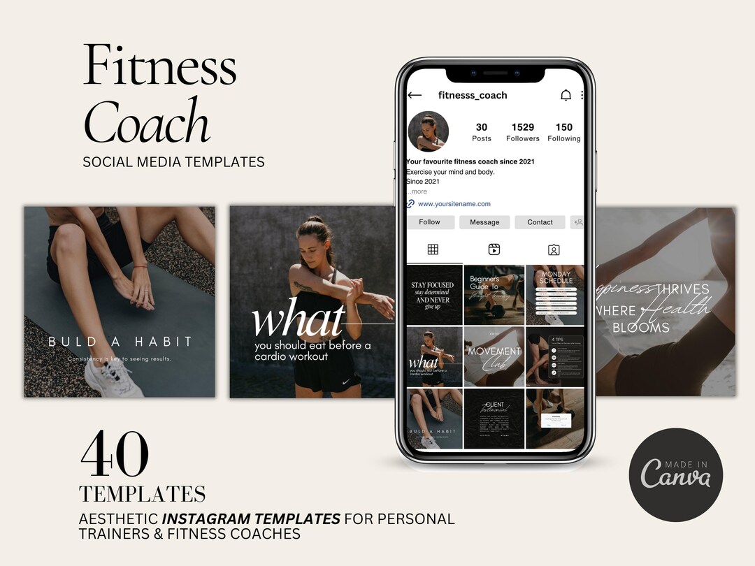 Fitness Coach Instagram Templates, Personal Trainer Social Media ...