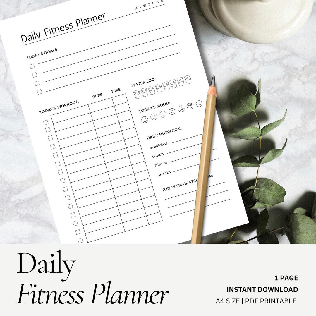 Printable Daily Fitness Planner, Minimalist Daily Fitness & Workout ...