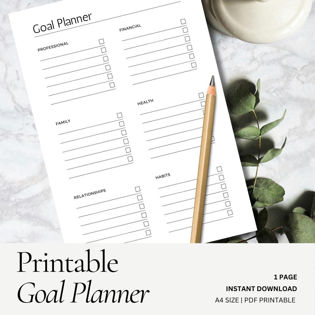 Printable Goal Planner, Minimalist Goal Planner, Productivity Planner ...
