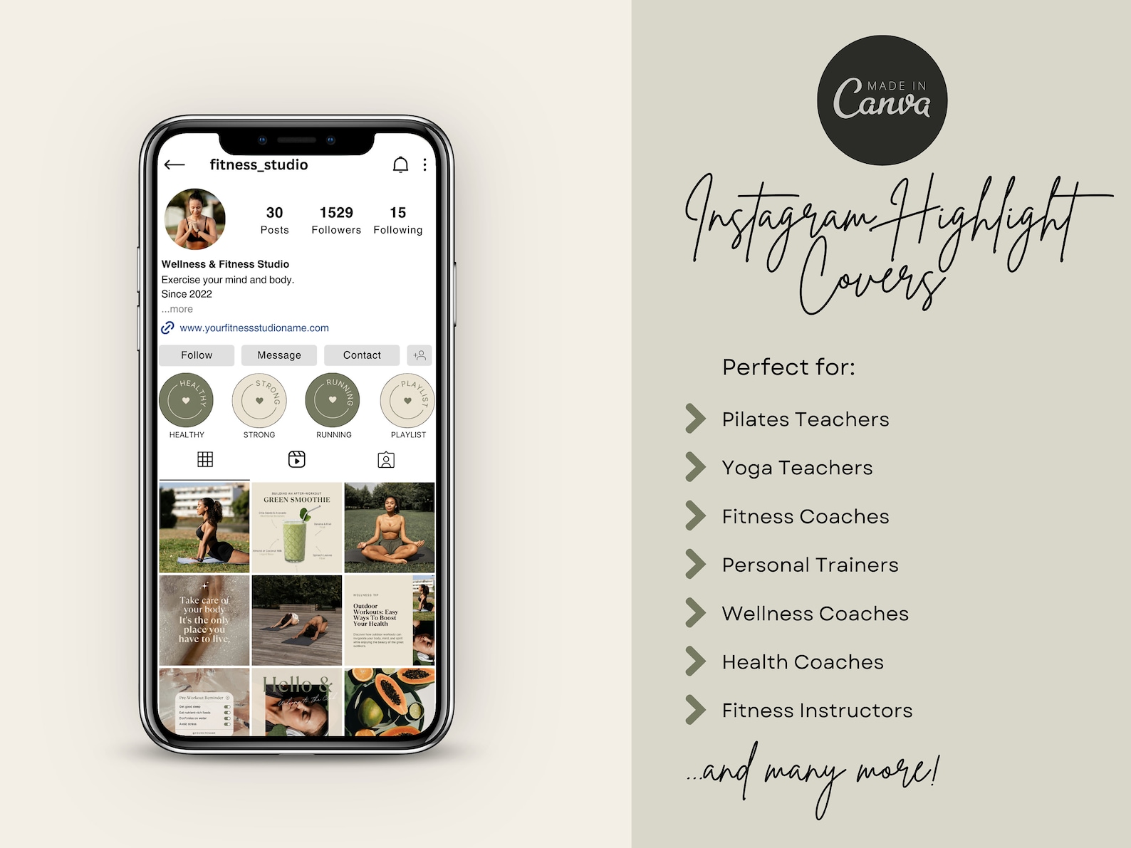 Wellness & Fitness Instagram Highlight Covers, Instagram Templates for ...