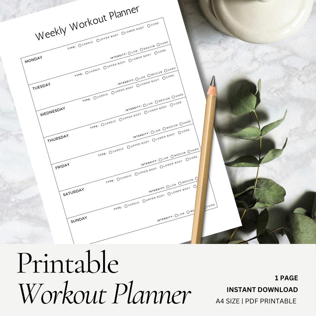 Printable Weekly Workout Planner, PDF Printable Workout Tracker ...