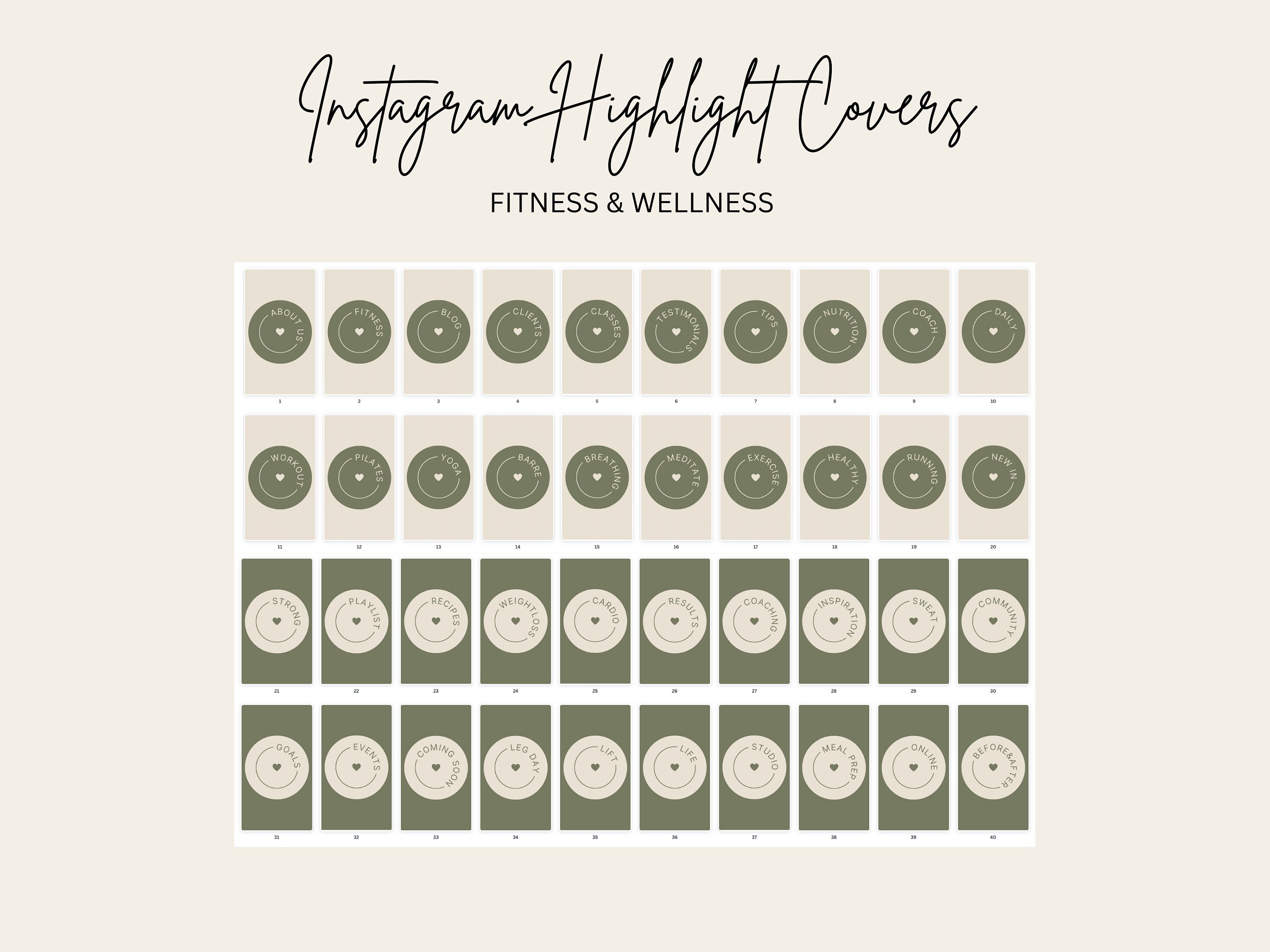 Wellness & Fitness Instagram Highlight Covers, Instagram Templates for ...