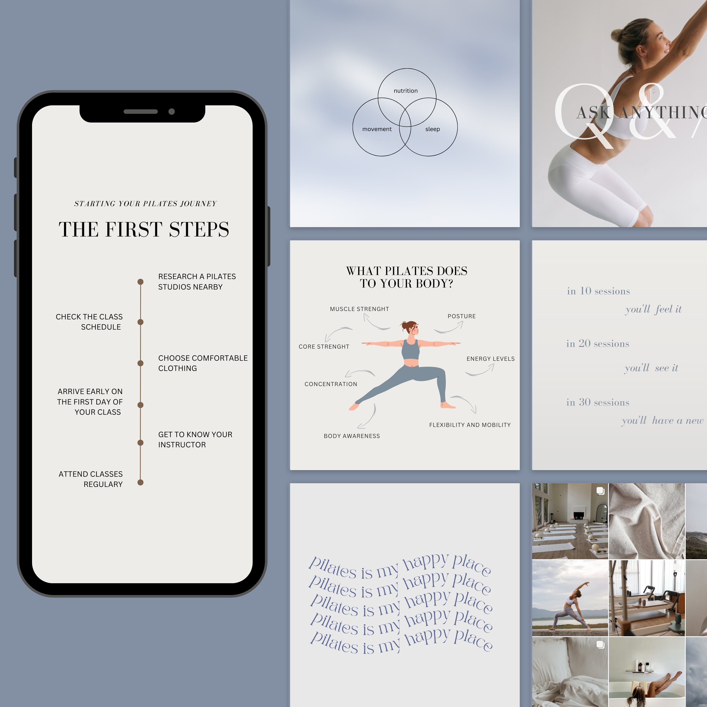 Pilates Instagram Post Templates, Pilates Instagram Template Canva ...