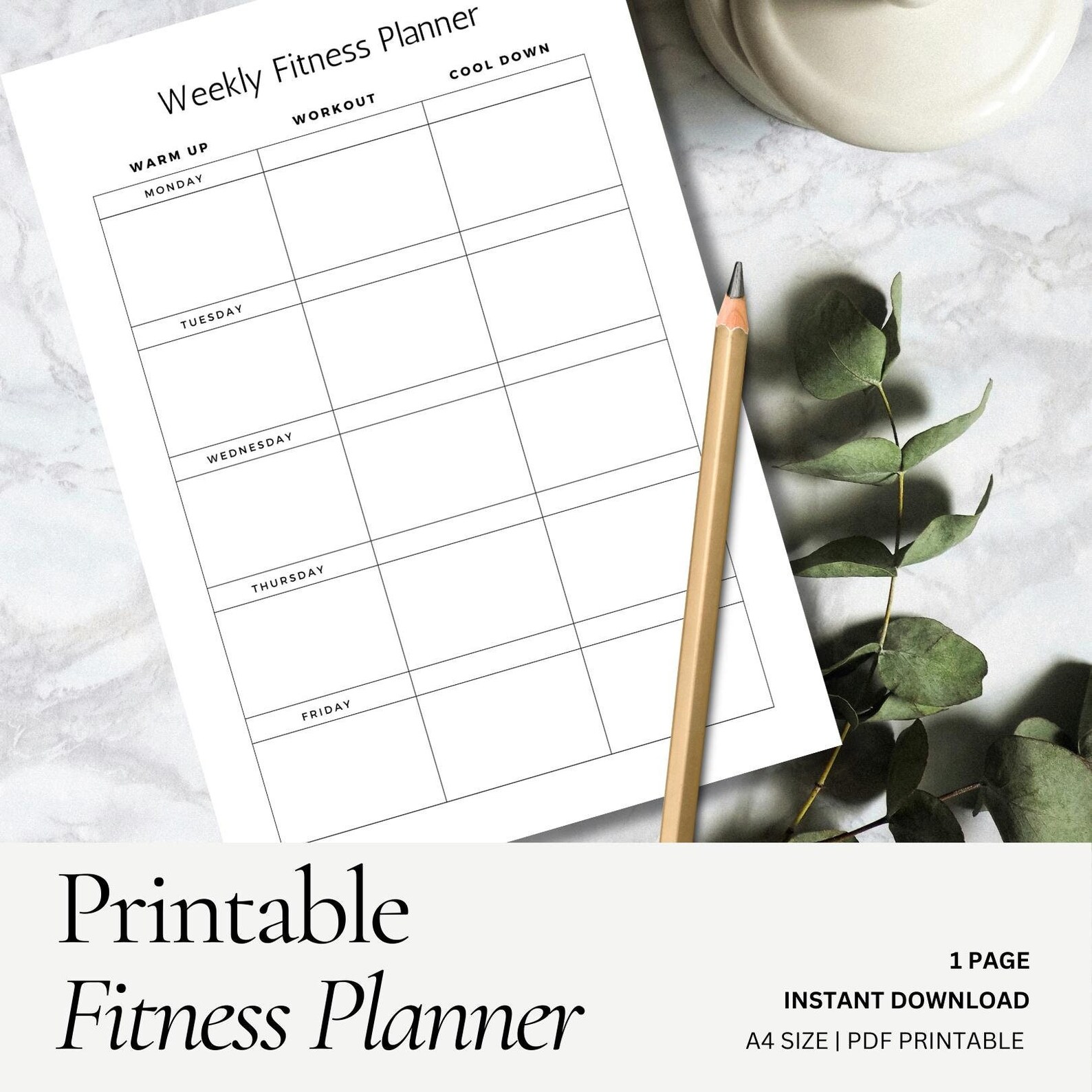 Printable Weekly Fitness Planner, Printable Workout Planner, Fitness ...