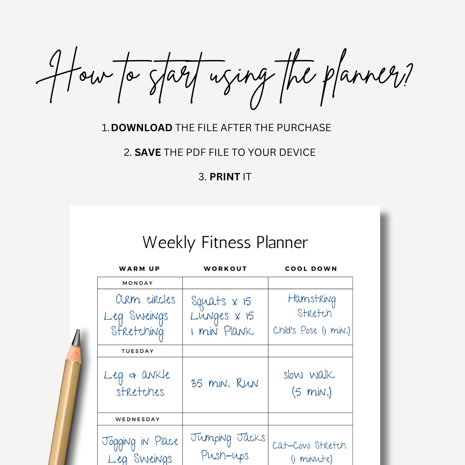 Printable Weekly Fitness Planner, Printable Workout Planner, Fitness ...