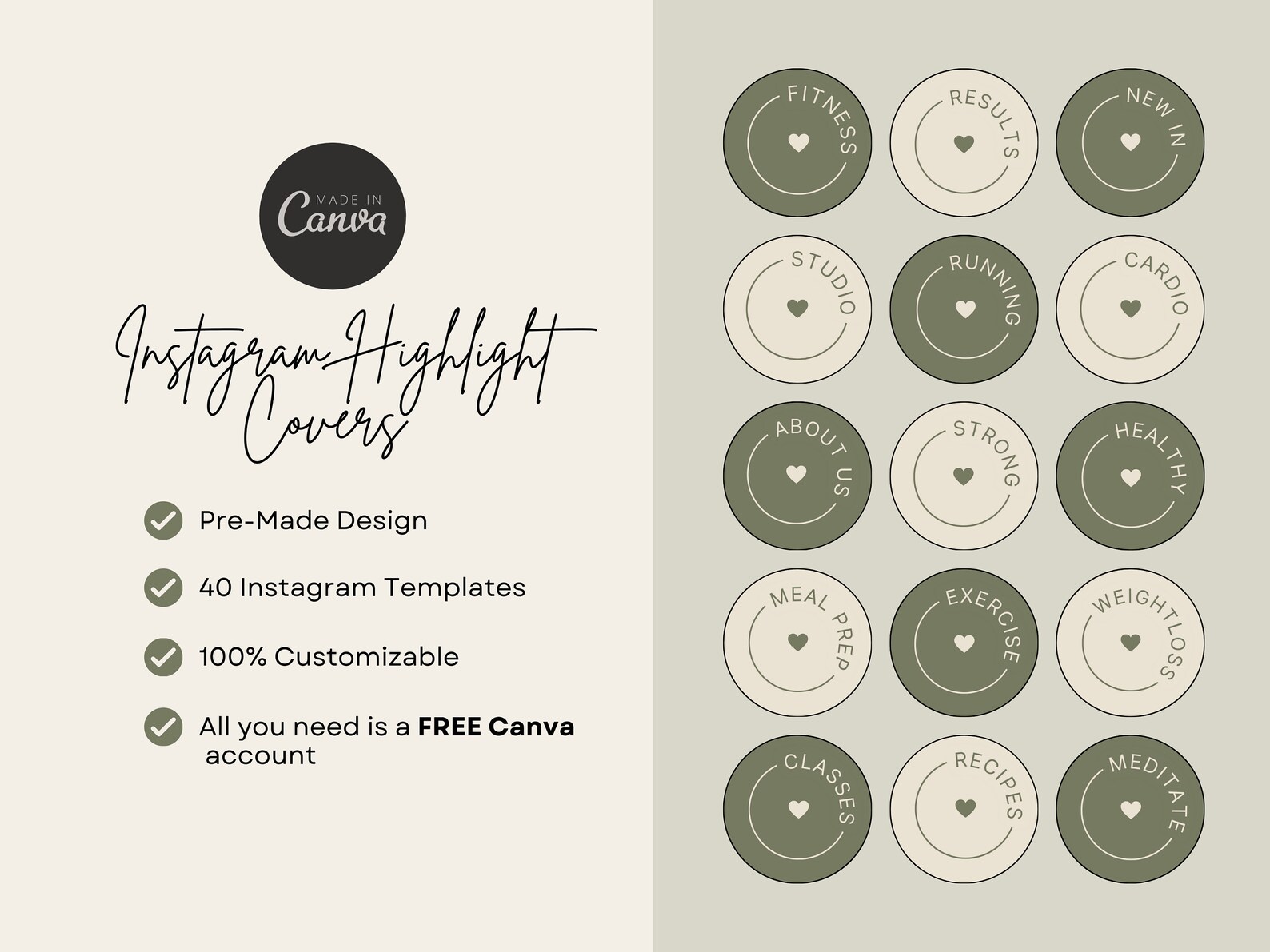 Wellness & Fitness Instagram Highlight Covers, Instagram Templates for ...