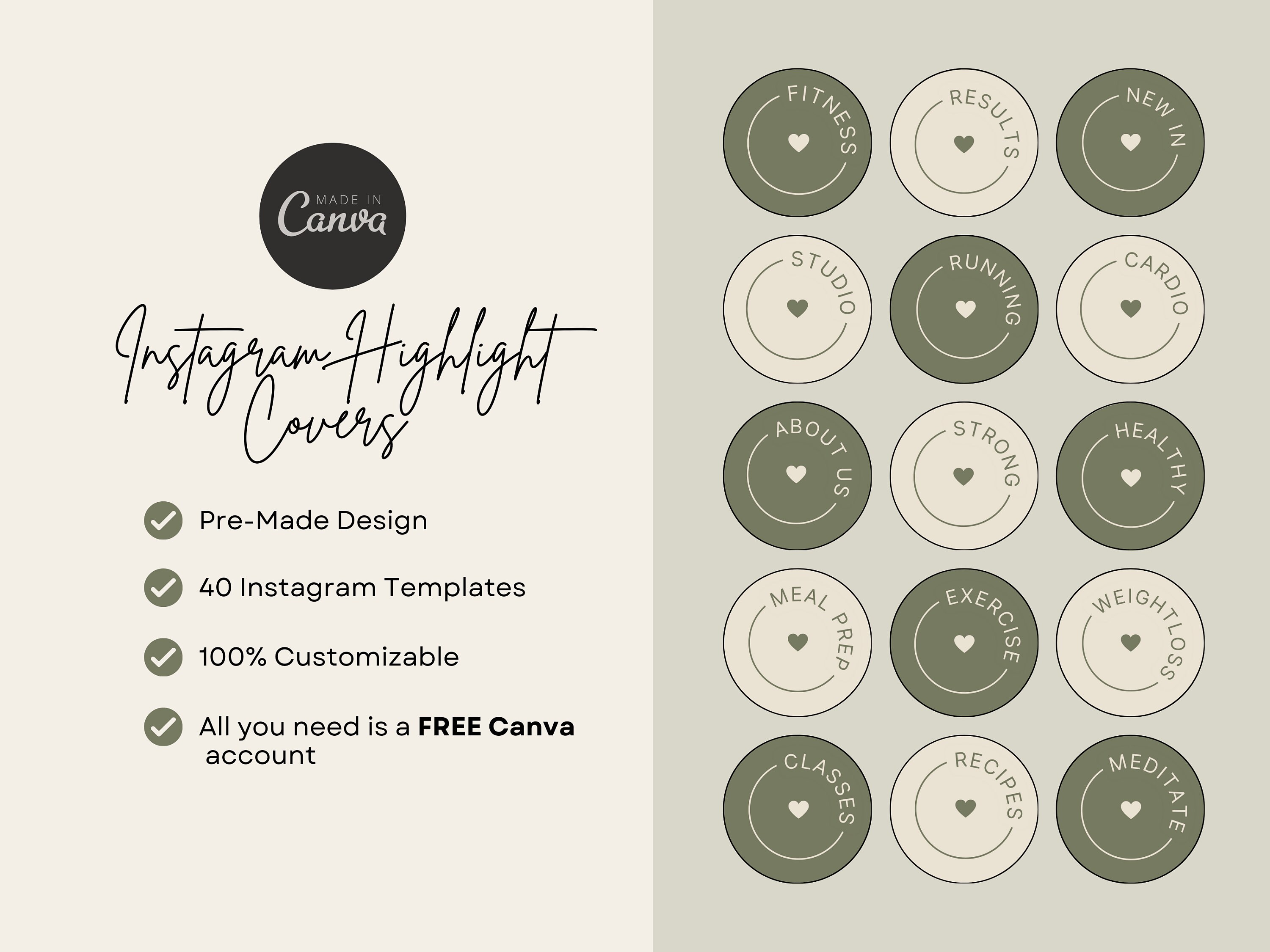 Wellness & Fitness Instagram Highlight Covers, Instagram Templates for ...