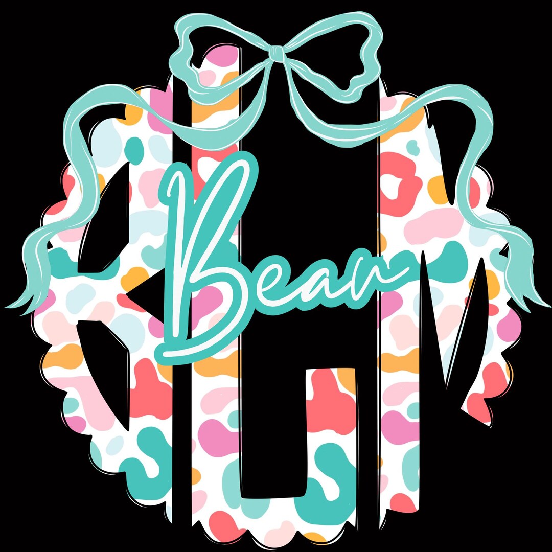 Custom Leopard Print Monogram With Bow (PNG Digital Download) - Etsy