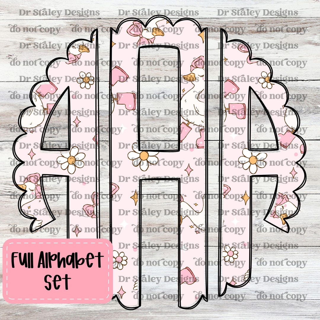 Silly Goose Monogram, Alphabet Pack, Scallop Monogram PNG, Spring ...