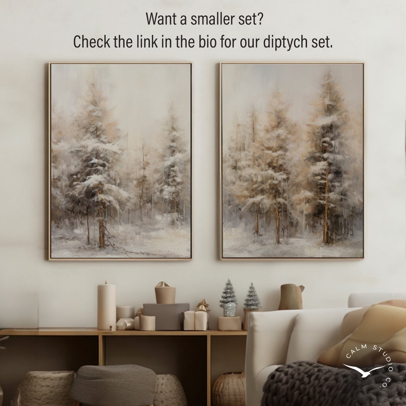 Winter Forest Artful Printable Pine Forest Set of 3 Prints, Christmas ...