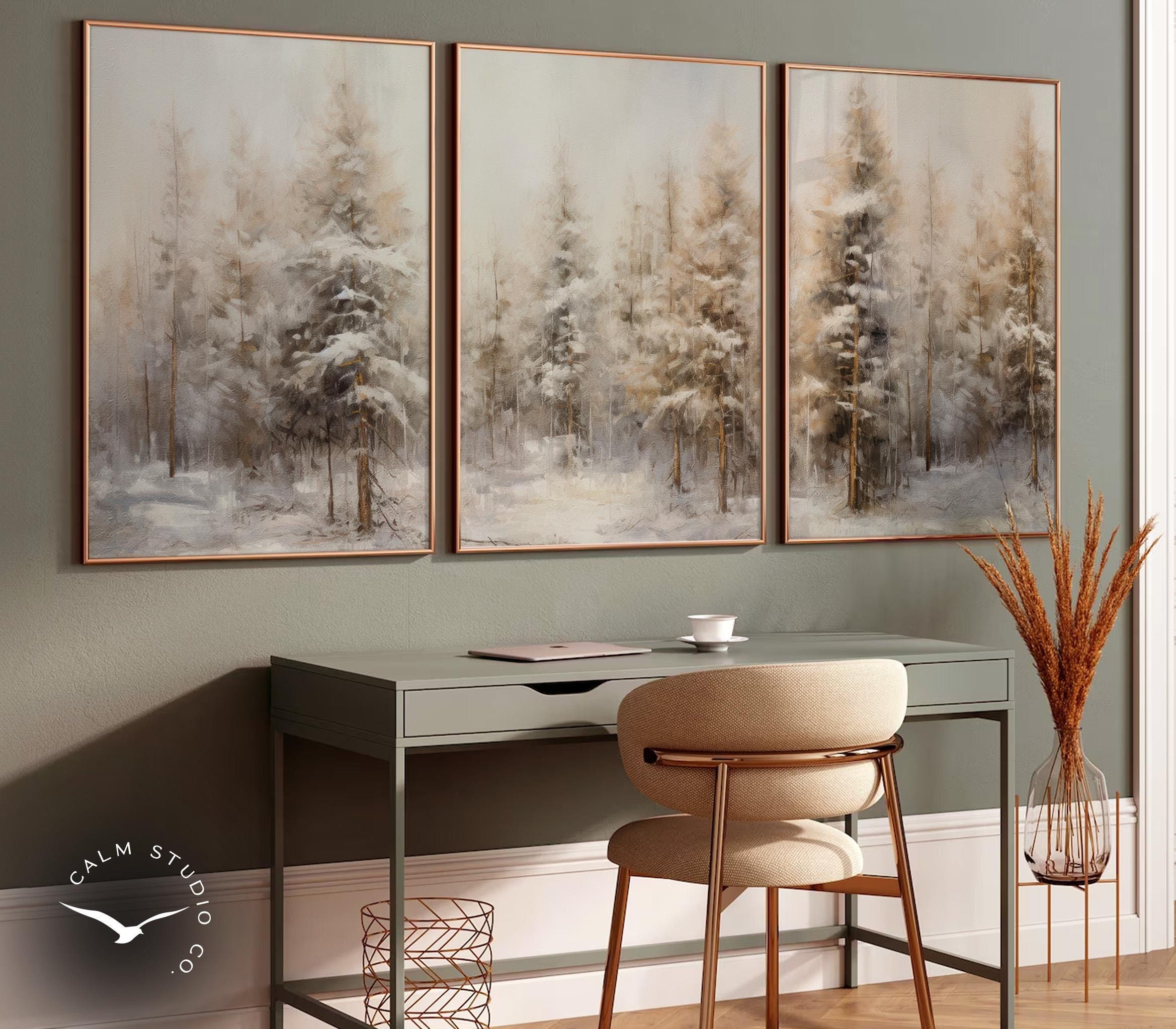 Winter Forest Artful Print, Pine Forest Set of 3 Prints, Christmas ...